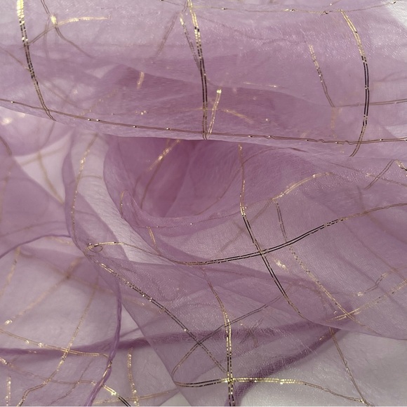 Vintage | Accessories | Vintage Sheer Lilac And Metallic Gold Scarf ...